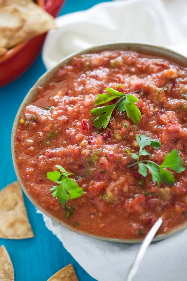 Restaurant Style Salsa Recipe with Homemade Corn Tortilla Chips