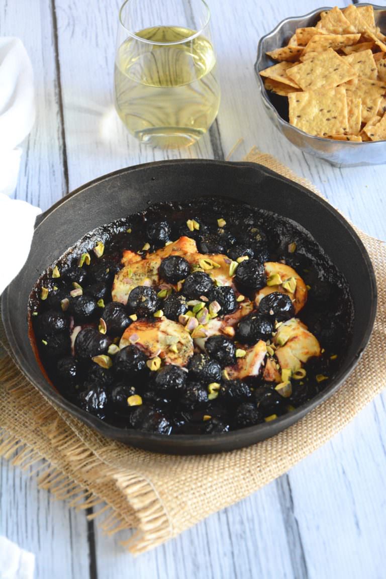 Goat Cheese Fundido with Cherries, Balsamic and Honey Drizzle