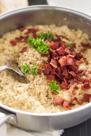 Goat Cheese & Bacon Quinoa Risotto